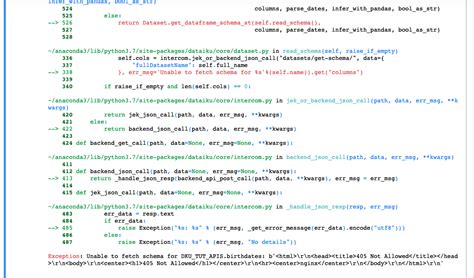 Unable To Fetch Schema From Dataset Dataiku Community