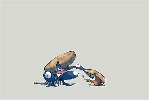 Bagutyu Greninja Rowlet Nintendo Pokemon Commentary Request Bow Bowtie Covered Mouth