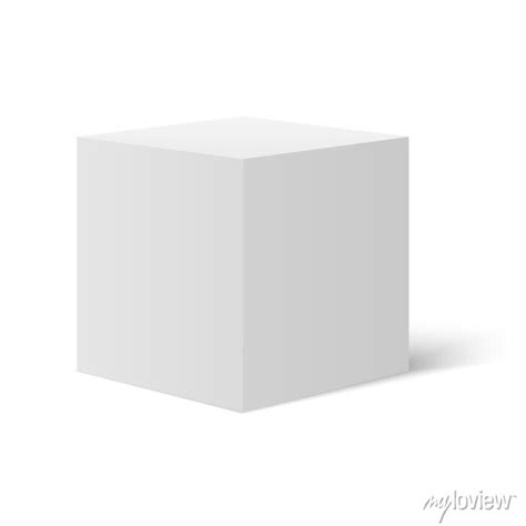 3d Cube Model Of White Cube With Shadow Geometric Shapes Background