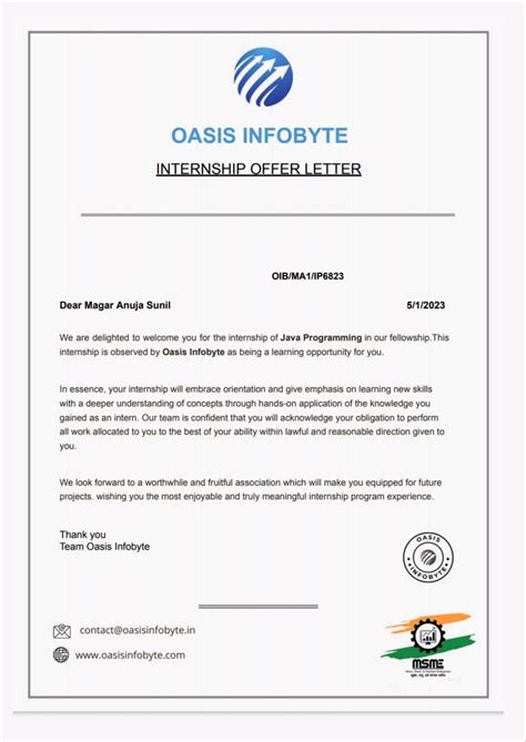 Anuja Magar On Linkedin Internship Oasisinfobyte Javaprogramming