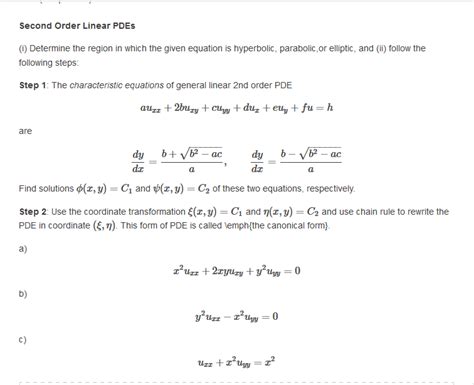Solved Second Order Linear Pdes I Determine The Region In