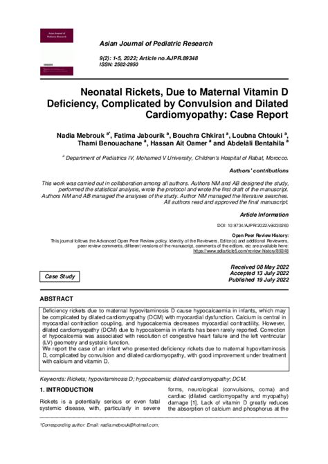 Pdf Neonatal Rickets Due To Maternal Vitamin D Deficiency
