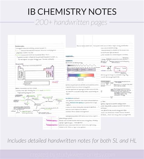 IB Chemistry Ultimate Notes SL And HL Handwritten Revision Notes Study Guide Posters Etsy