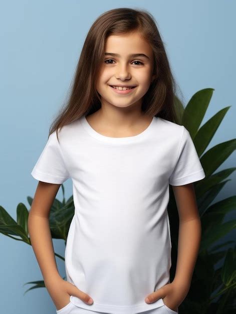 Premium Ai Image A Young Girl In A White Shirt With A White Shirt On