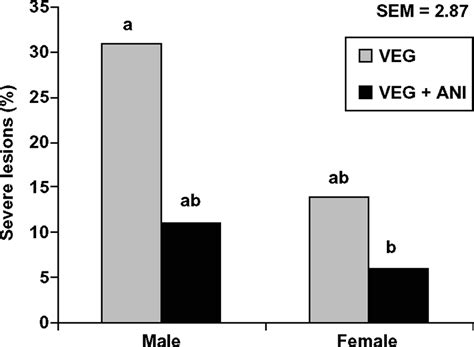 Protein Source × Sex Interaction For Severe Lesions At D 54 P