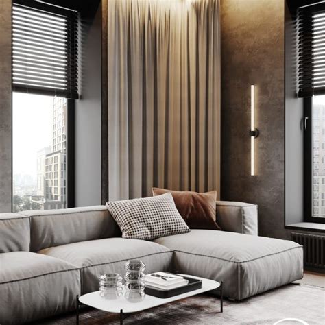 Дизайн проект интерьера квартиры 101 кв м проект Мощный Мужские гостиные Дизайнерские