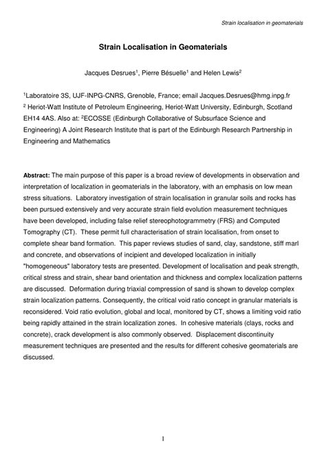 Pdf Strain Localization In Geomaterials