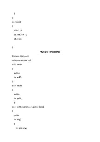 Simple Example Program For Inheritance In C PDF