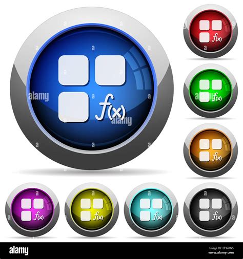 Component Functions Icons In Round Glossy Buttons With Steel Frames Stock Vector Image Art Alamy