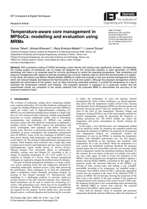 Pdf Temperature Aware Core Management In Mpsocs Modeling And