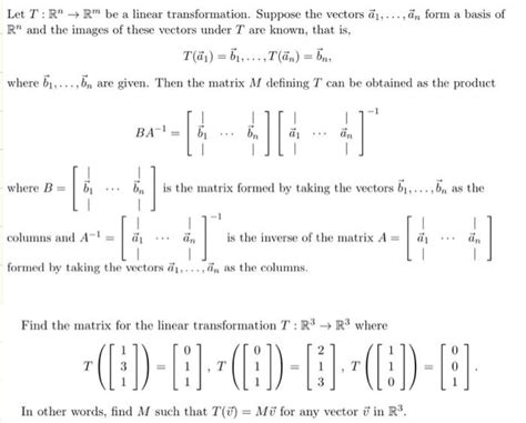 Solved Let T RnRm Be A Linear Transformation Suppose The Chegg