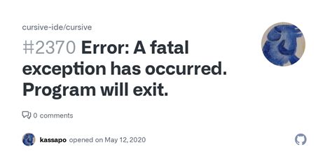 Error A Fatal Exception Has Occurred Program Will Exit · Issue 2370 · Cursive Idecursive