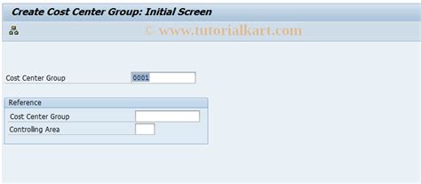 KSH SAP Tcode Create Cost Center Group