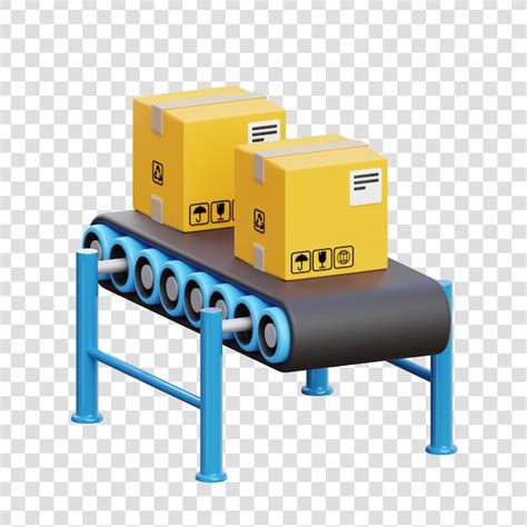 Premium Psd Package Sorting Conveyor 3d Icon