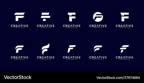 Set Initial Letter F Logo Design Template Vector Image
