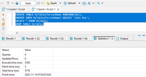 Multiple Results Tabs Opening When Executing Script Under Apache Spark Connector · Issue 18208
