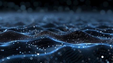 Abstract Digital Waves With Glowing Particles Stock Illustration