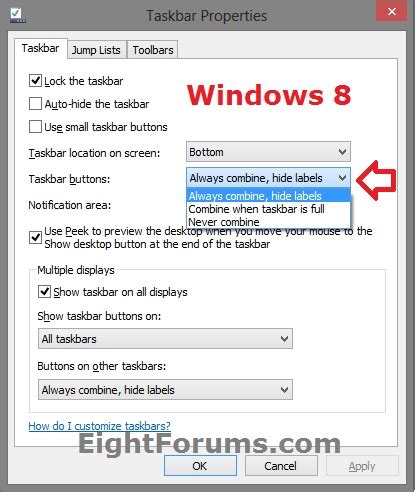 Taskbar Button Grouping Enable Or Disable Tutorials