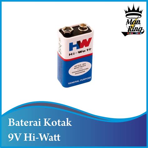 Jual Baterai Kotak 9v HW Batere Hi Watt 1604E 6F22 Batre Battery Arduino Shopee Indonesia