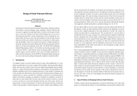 pdf design of fault tolerant software