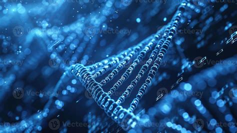 Abstract Representation Of Dna Structure With Glowing Strands And Particles In A Digital