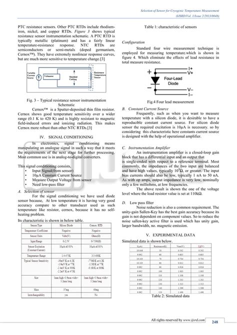 Selection Of Sensor For Cryogenic Temperature Measurement PDF Physics Science