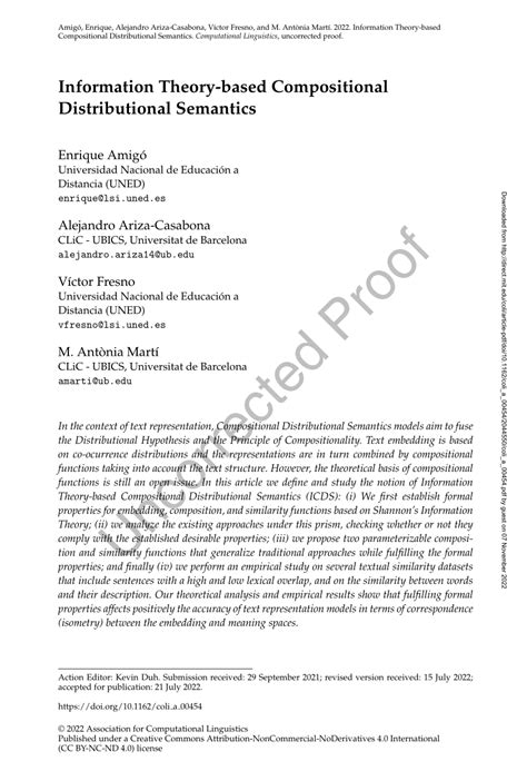 Pdf Information Theorybased Compositional Distributional Semantics