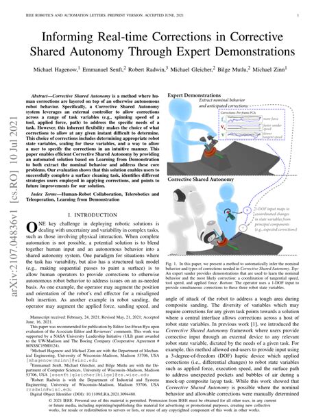 Pdf Informing Real Time Corrections In Corrective Shared Autonomy Through Expert Demonstrations