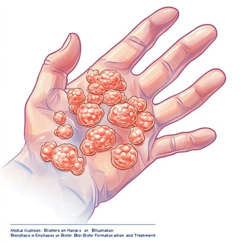 Detailed Medical Illustration Of Skin Blisters And Their Treatment