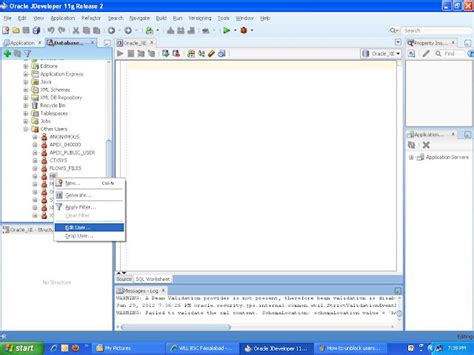 How To Register Oracle Database XE With Oracle JDeveloper And Edit Unblock The Users