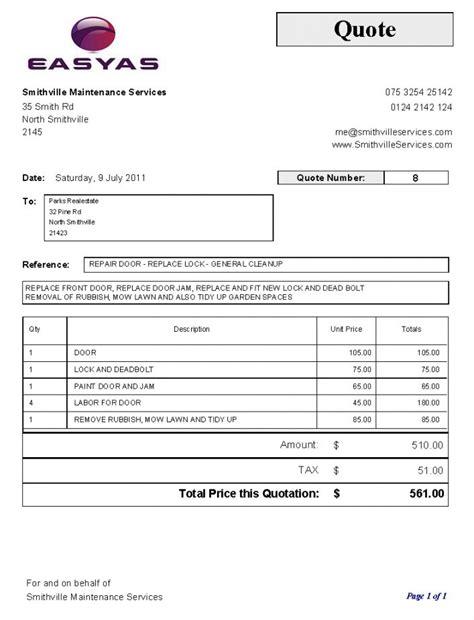 Editable General Contractor Quotation Template Word