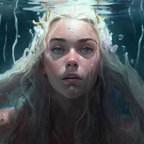 Premium Photo A Woman With Long Blonde Hair Is Underwater And Has Blue Eyes