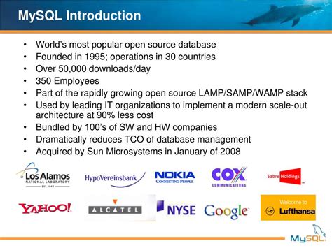 Ppt Mysql Introduction To The Mysql Products Powerpoint Presentation