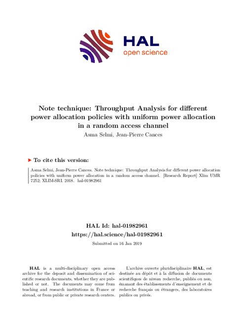 Pdf Note Technique Throughput Analysis For Different Power