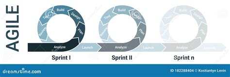Agile Lifecycle Development Process Diagram Software Developers Sprints Infographic Stock