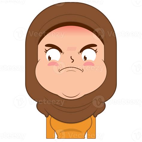 Muslim Girl Angry Face Cartoon Cute 18972307 Png