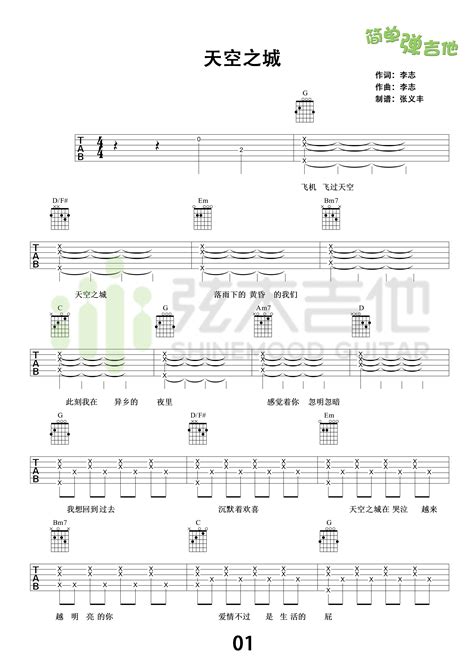 李志天空之城吉他谱 Guitar Music Score GTP吉他谱
