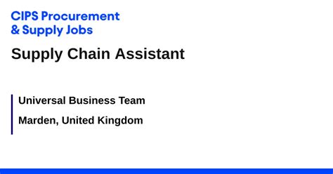 Supply Chain Assistant Job With Universal Business Team 206877