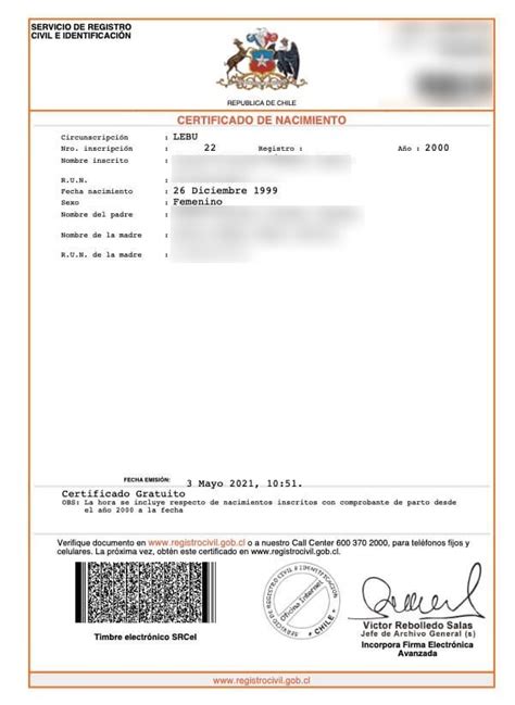 Certificado De Nacimiento Online Chile Solicitud Certificado