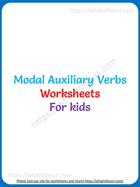 Modal Auxiliary Verbs Worksheets Pdf Linguistic Typology Language