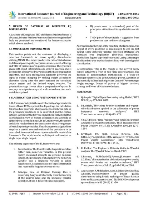 Irjet Disturbance And Detection In Power Quality With Classification Pdf