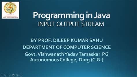 Input Output Stream In Java By Prof Dileep Kumar Sahu Youtube