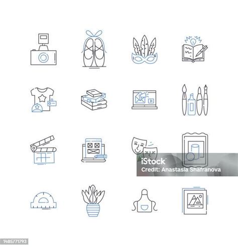 숙련 된 작업 라인 아이콘 컬렉션입니다 장인 정신 전문 지식 숙련도 전문화 숙달 기술 손재주 벡터 및 선형 일러스트레이션 적성 재능 효율성 개요 표지판 세트 고급에 대한