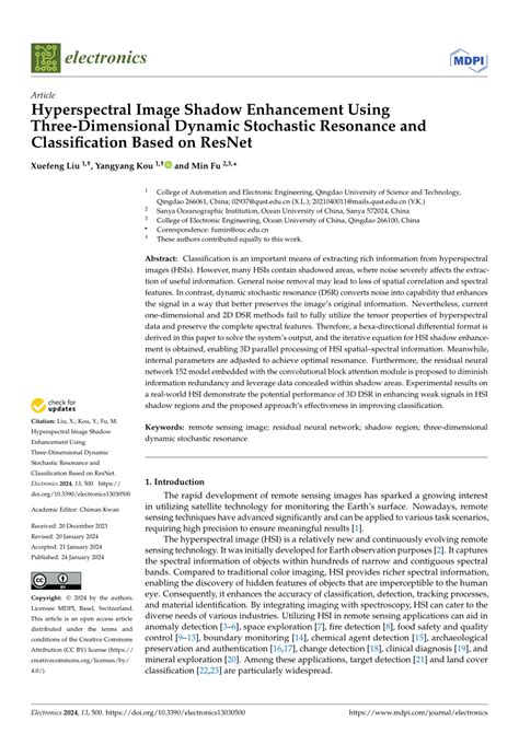 Pdf Hyperspectral Image Shadow Enhancement Using Three Dimensional Dynamic Stochastic
