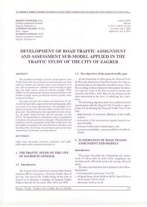 Pdf Development Of Road Traffic Assignment And Assessment Sub Model Applied In The Traffic