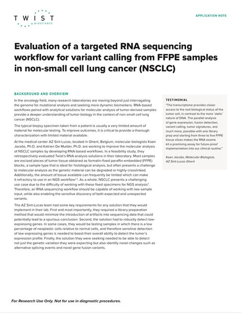 Twist Bioscience On Linkedin Evaluation Of A Targeted Rna Sequencing Workflow For Variant