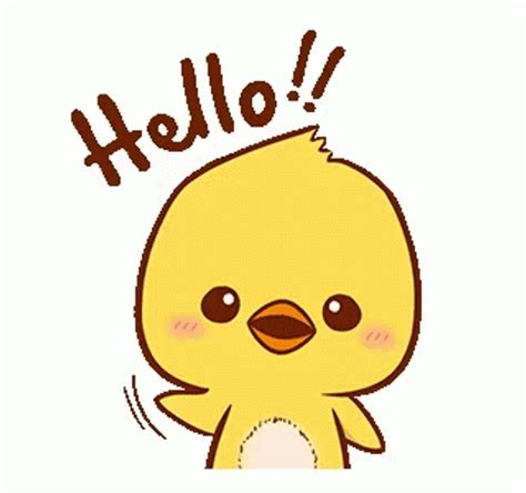 Hello Animated Cute Chick Wave 