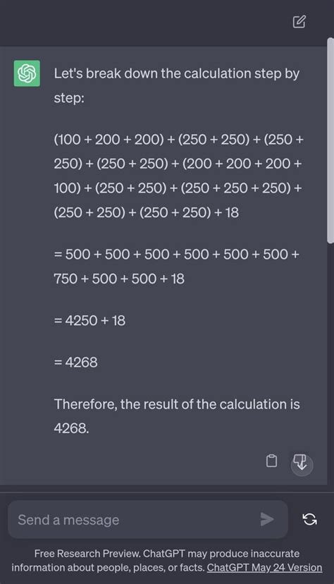 Chatgpt Gives Incorrect Basic Maths Calculation Should At Least