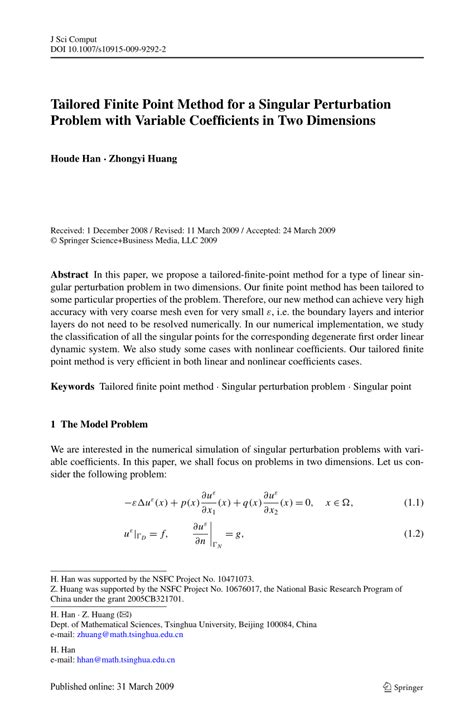 Pdf Tailored Finite Point Method For A Singular Perturbation Problem