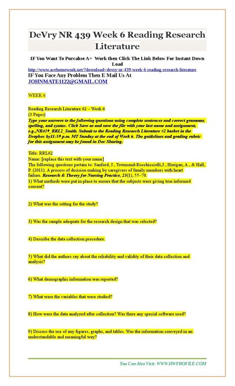 Week 6 Reading Research Literature Worksheets Reading Worksheet